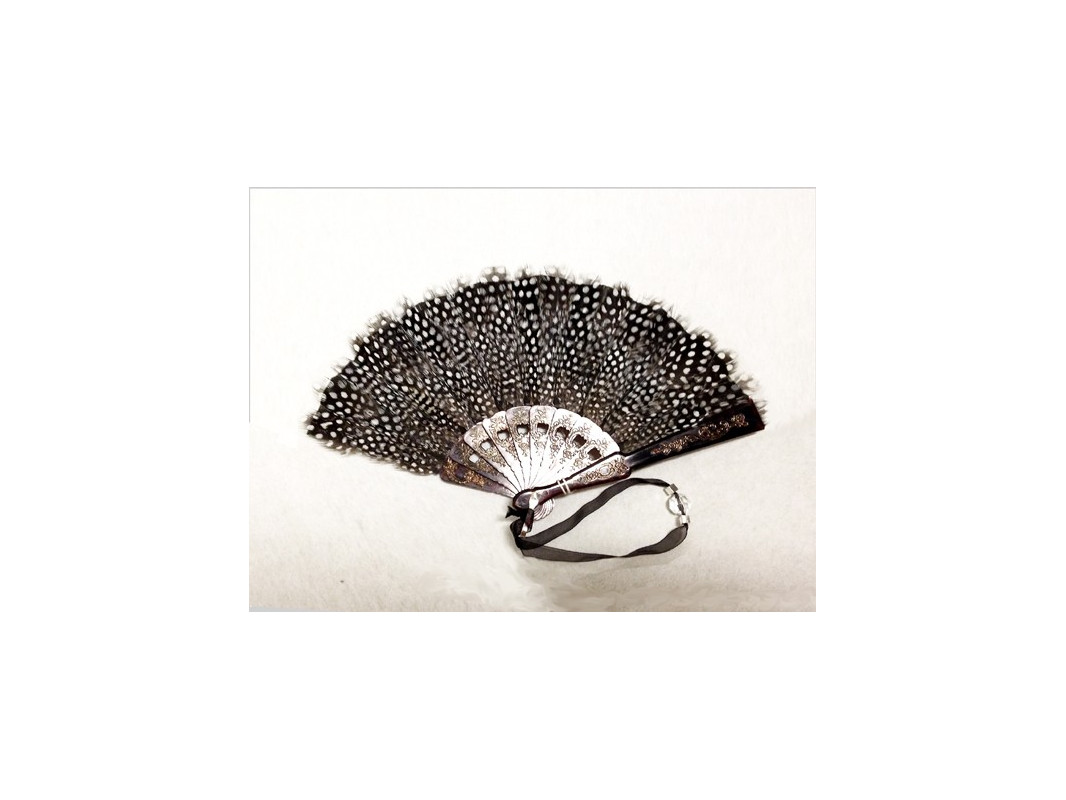 Fan mini perforated, brown linen every fowl feathers, order, sale